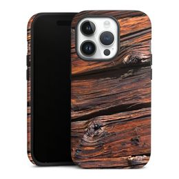 DeinDesign iPhone 14 Pro Handy Panzer Handyh&uuml;lle robuste Outdoor H&uuml;lle Schutzh&uuml;lle matt Beams Wood Wooden Look Tough Case