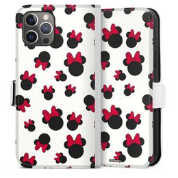 DeinDesign iPhone 12 Pro Handy Klapph&uuml;lle Handyh&uuml;lle aus Kunst Leder wei&szlig; Flip Case Official Licensed Product Minnie Mouse Disney Sideflip mit Lasche