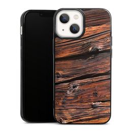 DeinDesign iPhone 13 Mini Handy Slim Case extra d&uuml;nn Silikon Handyh&uuml;lle schwarz H&uuml;lle Beams Wood Wooden Look Silikon Slim Case