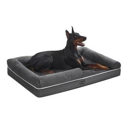 FEANDREA Orthop&auml;disches Hundebett, Hundekissen, erh&ouml;hte R&auml;nder, abnehmbar und waschbar schiefergrau XXL