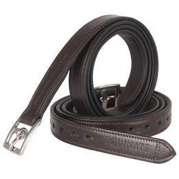 Equinate Leder Steigb&uuml;gelriemen Superior mit Edelstahlschnallen braun 1,3 m