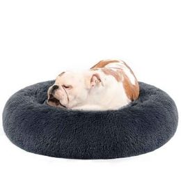 FEANDREA Hundebett, Donut Kissen, waschbar, herausnehmbar, langer Pl&uuml;sch, L-XXXL