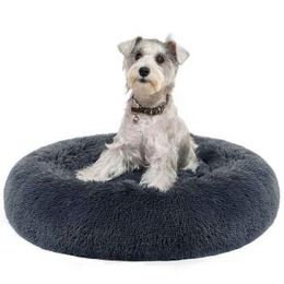FEANDREA Hundebett, Donut Kissen, waschbar, herausnehmbar, langer Pl&uuml;sch, L-XXXL