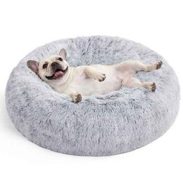 FEANDREA Hundebett, Donut Kissen, waschbar, herausnehmbar, langer Pl&uuml;sch, L-XXXL
