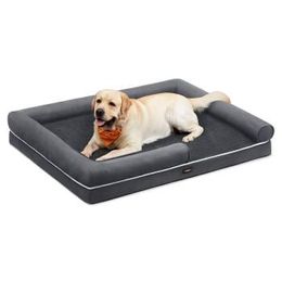 FEANDREA Orthop&auml;disches Hundebett, Hundekissen, erh&ouml;hte R&auml;nder, abnehmbar und waschbar schiefergrau XXXL