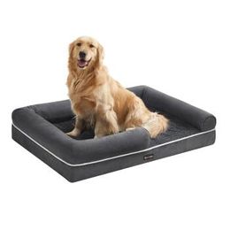FEANDREA Orthop&auml;disches Hundebett, Hundekissen, erh&ouml;hte R&auml;nder, abnehmbar und waschbar schiefergrau XL