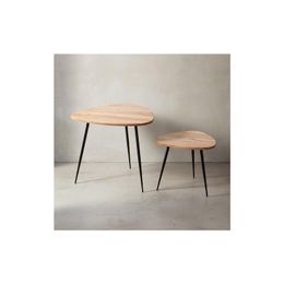 KADIMA DESIGN Industrial Style Beistelltische, 2er Set aus Holz und Metall, 60x51x60 cm und 42,5x37x42,5 cm, 30 kg/25 kg Belastbarkeit.