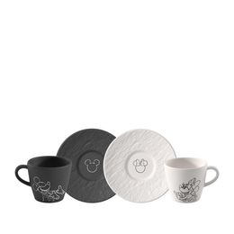 Villeroy & Boch Espressotasse VILLEROY & BOCH "Espressotassen mit Untertassen Manufacture Rock - Mickey Mouse 60 ml 2er Set schwarz-wei&szlig;", bunt (schwarz, wei&szlig;), B:12,1cm H:7,4cm &Oslash;:12,1cm, Porzellan, Trinkgef&auml;&szlig;e, Espressotasse, Sp&uuml;lmaschinenfest, Mikrowellensicher