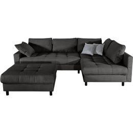 Ecksofa Collection AB, anthrazit, B:274cm H:44cm T:184cm, 100%Polyester, Sofas, Ecksofa, Ecksofa mit Bonnellfederkern, bequemen Kissen & flexibler Ottomane