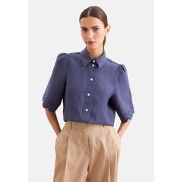 Klassische Bluse Seidensticker, Damen, Gr. XL (42), blau, 100% Leinen, unifarben, regular fit, ohne Ausschnitt, Blusen Bluse, Tunika Uni
