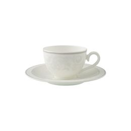 Villeroy & Boch Tasse VILLEROY & BOCH "Kaffeetasse mit Untertasse Gray Pearl 120 ml wei&szlig;", wei&szlig;, B:16cm H:8,2cm &Oslash;:16cm, Porzellan, Trinkgef&auml;&szlig;e, Tasse, Sp&uuml;lmaschinenfest, Mikrowellensicher