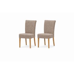 4-Fu&szlig;stuhl Home Affaire "Queen Polsterstuhl", beige (castor 9163, eichefarben), B:47cm H:93cm T:64cm, Massivholz, Spanplatte, St&uuml;hle, verschiedene Bez&uuml;ge, Gestell Massivholz