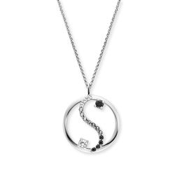 Kette mit Anh&auml;nger Engelsrufer "Yin Yang Balance", silber (silberfarben, kristallwei&szlig;, dunkelgrau, schwarz), Halsketten, Damen, Silber 925 (Sterlingsilber), L: 50 B: 1,42mm, Made in Germany - mit Zirkonia (synth.), B:1,42mm