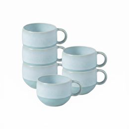 Espressotasse "Espressotassen Perlemor Aqua 60 ml 6er Set blau", blau, B:6,5cm H:4,5cm, Porzellan, LIKE. BY VILLEROY & BOCH, Trinkgef&auml;&szlig;e, Espressotasse, Sp&uuml;lmaschinengeeignet, Mikrowellengeeignet