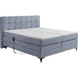 Boxspringbett ED EXCITING DESIGN "Atlas", blau mirage, B:204cm L:230cm, 100% Polyester, Komplettbetten, Boxspringbett