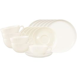 Geschirr-Set Seltmann Weiden "Tee-Set Savona Fine Diamond 18er Set creme", beige (creme), 18, Porzellan, Geschirr-Sets, Geschirr-Set, Sp&uuml;lmaschinenfest, Mikrowellensicher, Ofenfest