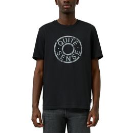 Kurzarmshirt QS, Jungen, Gr. L, schwarz, Jersey, Obermaterial: 100% Baumwolle, bedruckt, normal h&uuml;ftbedeckend, Rundhals, Shirts, mit Frontprint