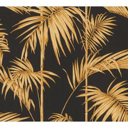 Livingwalls Vliestapete LIVING WALLS "Metropolitan Stories Lola Paris", braun (dunkelbraun goldfarben), B:0,53m L:10,05m, Vinyl, Vlies, Tapeten, Floral Tapete Palmen Tapeten Wohnzimmer Schlafzimmer K&uuml;che Flur Design