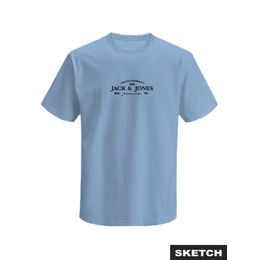 Jack & Jones PlusSize T-Shirt "JPRBLAKEVIN SS TEE FST PLS", Jungen, Gr. 5XL, chambray blau, Jersey, Obermaterial: 100% Baumwolle, JACK & JONES PLUSSIZE, bedruckt, regular fit normal, Rundhals, Shirts T-Shirt