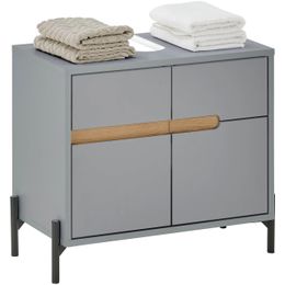 Waschbeckenunterschrank BASIC BY BALCULINA "Avanto B/H/T 60x55x35 cm", hellgrau matt, schwarz, B:60cm H:55cm T:35cm, FSC-zertifizierter Holzwerkstoff, Schr&auml;nke, Waschbeckenunterschrank, Breite 60cm, Softclose f&uuml;r T&uuml;ren, FSC-Mix 70%