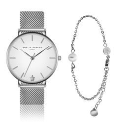 Quarzuhr AMELIA PARKER "SAA5-2", silber, Armbanduhren, Damen, Quarzuhr