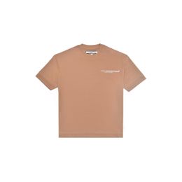 T-Shirt IRASUTO STUDIOS "Irasuto Studios TANJUN T-SHIRT", Jungen, Gr. S, beige (mocha), 70% Polyester, 30% Baumwolle, bedruckt, oversize, Rundhals, Shirts T-Shirt