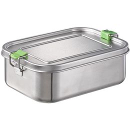 Lunchbox APS, silber (edelstahlfarben), B:14,5cm H:6,5cm L:20,5cm, Edelstahl 18/8, Lebensmittelaufbewahrungsbeh&auml;lter, Lunchbox, wiederverwendbar