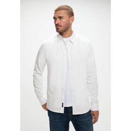 Langarmhemd Street One MEN, Herren, Gr. L (42), US-Gr&ouml;&szlig;en, wei&szlig; (hellwei&szlig;), Web, 100% Baumwolle, unifarben, normal normal, V-Ausschnitt, B&uuml;ndchen, Hemden, aus reiner Baumwolle