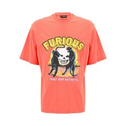 T-Shirt 2Y STUDIOS "2Y Studios Herren 2Y Furious Oversize Tee", Jungen, Gr. XS, rot, 100% Baumwolle, bedruckt, relaxed fit, Rundhals, Shirts T-Shirt