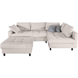 Ecksofa Collection AB, beige, B:274cm H:44cm T:184cm, 100%Polyester, Sofas, Ecksofa, Ecksofa mit Bonnellfederkern, bequemen Kissen & flexibler Ottomane