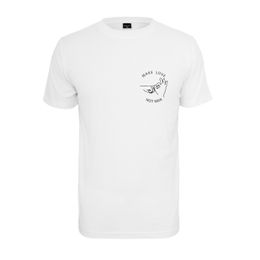 T-Shirt MisterTee "MisterTee Herren Make Love Tee", Jungen, Gr. L, wei&szlig;, 100% Baumwolle, unifarben, normal, Rundhals, Shirts T-Shirt