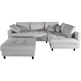 Ecksofa Collection AB, silbergrau, B:274cm H:44cm T:184cm, 100%Polyester, Sofas, Ecksofa, Ecksofa mit Bonnellfederkern, bequemen Kissen & flexibler Ottomane