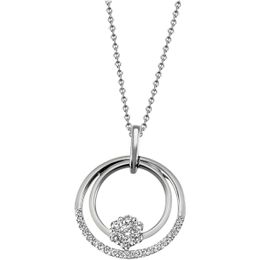 Kette mit Anh&auml;nger Firetti "Schmuck Geschenk Silber 925 Halsschmuck Halskette Ankerkette Kreis", silber (silberfarben, kristallwei&szlig;), Halsketten, Damen, Silber 925 (Sterlingsilber), L: 45 B: 1,1mm, mit Zirkonia (synth.), B:1,1mm