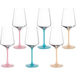 Weinglas Leonardo "Kelchglas BRERA, 400 ml, farbig sortiert, 6er-Set", bunt (rosa, gelb, blau), H:23cm &Oslash;:8,2cm, Glas, Trinkgef&auml;&szlig;e, Weinglas, sp&uuml;lmaschinengeeignet