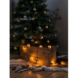 Konstsmide LED-Lichterkette, schwarz, Dioden 10 Stk. Flammen 10 Stk., Gesamtl&auml;nge 5,25m, Lichterketten, LED Biergartenkette, 10 klare Birnen / 20 bernsteinfarbene Dioden