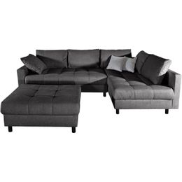 Ecksofa Collection AB, anthrazit, B:274cm H:44cm T:184cm, 100%Polyester, Sofas, Ecksofa, Ecksofa mit Bonnellfederkern, bequemen Kissen & flexibler Ottomane