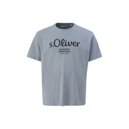 Kurzarmshirt, Jungen, Gr. XXL, blau (grau), Single Jersey, Obermaterial: 100% Baumwolle, s.Oliver MEN BIG SIZES, bedruckt, normal h&uuml;ftbedeckend, Rundhals, Shirts, mit Logo-Print/Gro&szlig;e Gr&ouml;&szlig;en