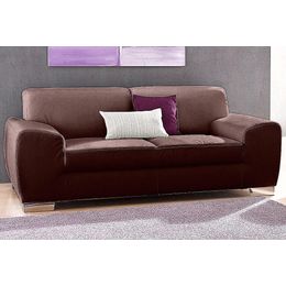 2-Sitzer DOMO collection "Ricardo kubisch, modern & elegant, bequem, Federkern, Breite 204cm", braun, B:204cm H:81cm T:95cm, Sofas