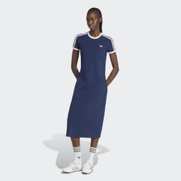 Shirtkleid adidas originals "3S DRESS", Damen, Gr. S, N-Gr, night indigo, wei&szlig;, Obermaterial: 93% Baumwolle, 7% Elasthan, Kleider Shirtkleid