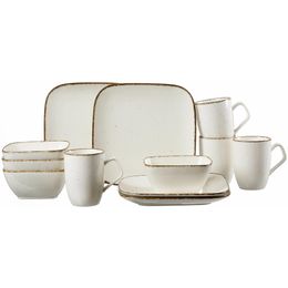 Ritzenhoff & Breker Fr&uuml;hst&uuml;cks-Geschirrset RITZENHOFF & BREKER "Service, CASA Vintage/Used-Look", beige (naturwei&szlig;), 12 Stk., Porzellan, Geschirr-Sets, (Teller, Schale, Kaffeebecher) 12 Teile, f&uuml;r 4 Personen