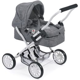 Bayer Chic 2000 Puppenwagen CHIC2000 "Smarty, Mini-Kuschelwagen", grau (jeans grau), Puppenwagen, KinderB:56cm H:56cm T:56cm, Kunststoff, Metall, Stoff, mit herausnehmbarer Tragetasche, B:56cm H:56cm T:56cm