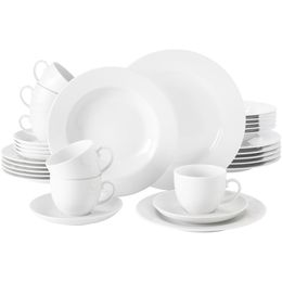 Kombiservice Seltmann Weiden "Geschirr-Set, Service Rondo", wei&szlig;, 30 Stk., Porzellan, Geschirr-Sets, Kombiservice, Teller, Tassen, Untertassen, Made in Germany, 30 Teile, f&uuml;r 6 Personen
