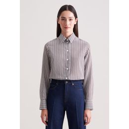 Klassische Bluse Seidensticker, Damen, Gr. M (38), braun, 81% Viskose, 19% Polyamid, gestreift, regular fit, ohne Ausschnitt, Blusen Bluse, 1/1 Kragen Gestreift