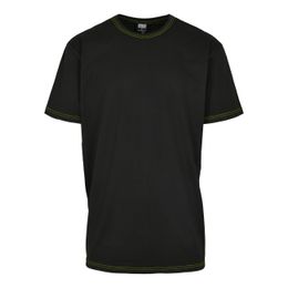 Kurzarmshirt Urban Classics "Urban Classics Herren Heavy Oversized Contrast Stitch Tee", Jungen, Gr. S, schwarz, electriclime, 100% Baumwolle, unifarben, oversize, Rundhals, Shirts