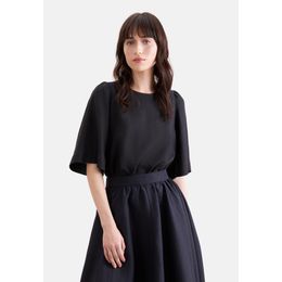Schlupfbluse Seidensticker, Damen, Gr. S (36), schwarz, 100% Leinen, unifarben, regular fit, Rundhals, Blusen Schlupfbluse, 1/2 Rundhals Uni