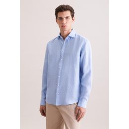 Leinenhemd Seidensticker "Schwarze Rose", Herren, Gr. XXL (46), normale &Auml;rmell&auml;ngen, blau (hellblau), 100% Leinen, unifarben, regular fit, 2-Knopf-Manschette, Hemden, Regular 1/1 Kentkragen Uni
