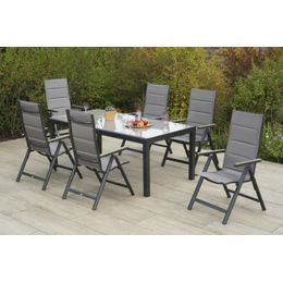 Garten-Essgruppe Merxx "Trivero", grau (graphit, diamantbraun), Polyester, Aluminium, Polyester, Sitzm&ouml;bel-Sets