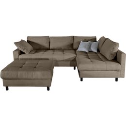 Ecksofa Collection AB, taupe, B:274cm H:44cm T:184cm, 100%Polyester, Sofas, Ecksofa, Ecksofa mit Bonnellfederkern, bequemen Kissen & flexibler Ottomane