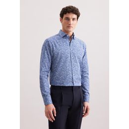 Businesshemd Seidensticker "Schwarze Rose", Herren, Gr. L (42), normale &Auml;rmell&auml;ngen, dunkelblau, 100% Baumwolle, Paisley, regular fit, 2-Knopf-Manschette, Hemden, Regular 1/1 Kentkragen Paisley