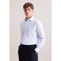 Businesshemd Seidensticker "Schwarze Rose", Herren, Gr. 4XL (50), normale &Auml;rmell&auml;ngen, blau, 100% Baumwolle, Strukturmuster, comfort fit, 2-Knopf-Manschette, Hemden, Comfort 1/1 Kentkragen Struktur